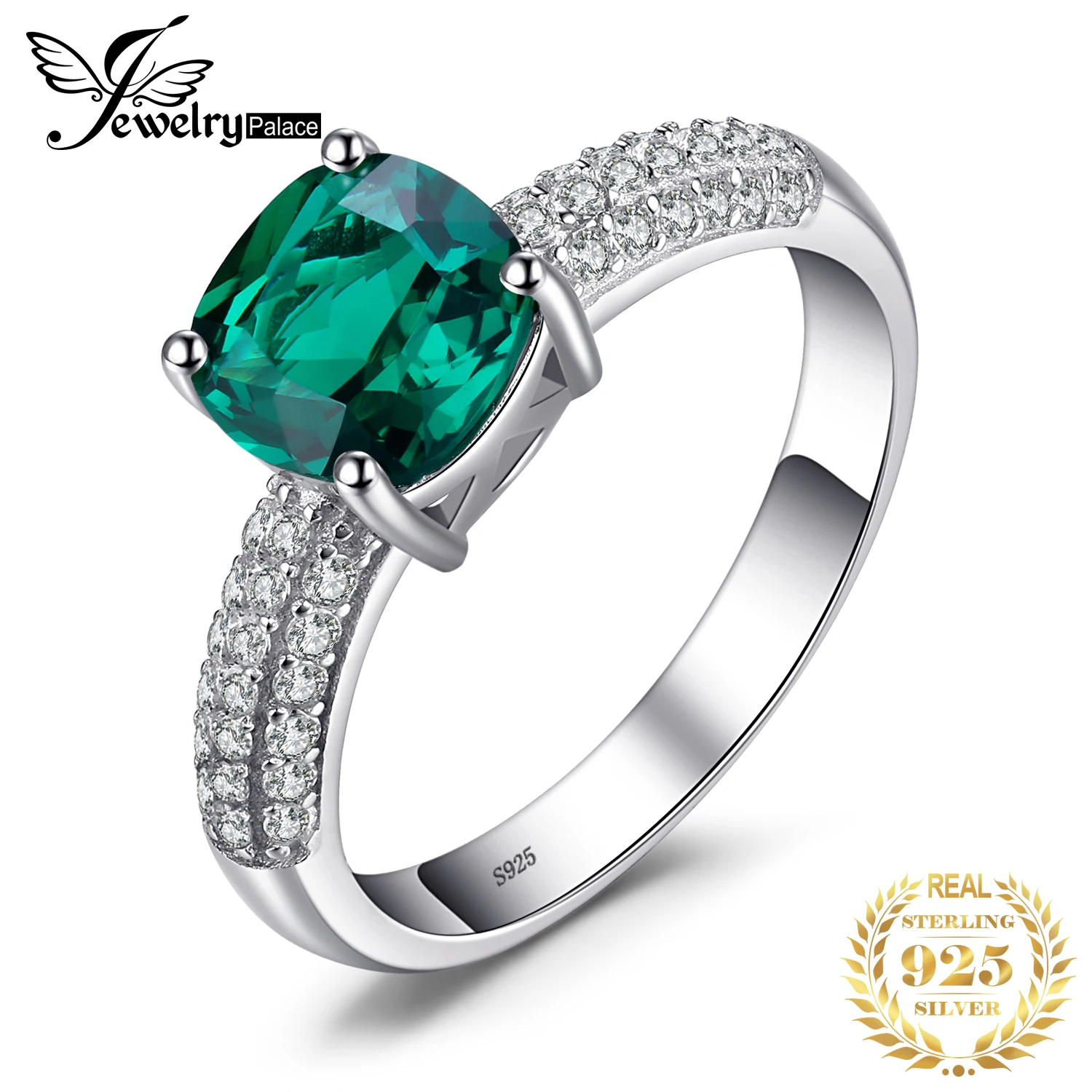 JewelryPalace-Green-Simulated-Nano-Emerald-Created-Ruby-Ring-925 ...