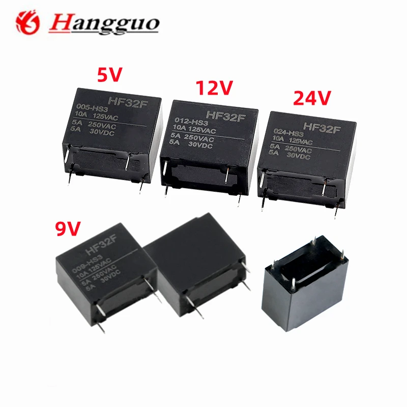 10PCS/LOT Relay HF32F JZC 32F 005 HF32F JZC 32F 009 HF32F JZC 32F 012 HF32F JZC 32F 024 HS3 4PIN ...