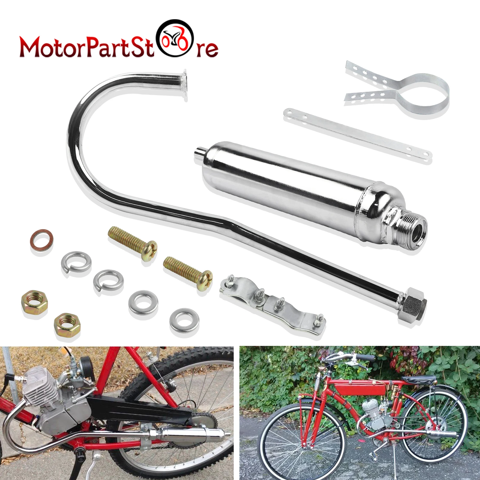 Motorized-Bicycle-Exhaust-Muffler-Pipe-Silencer-for-2-Stroke-49cc-50cc ...