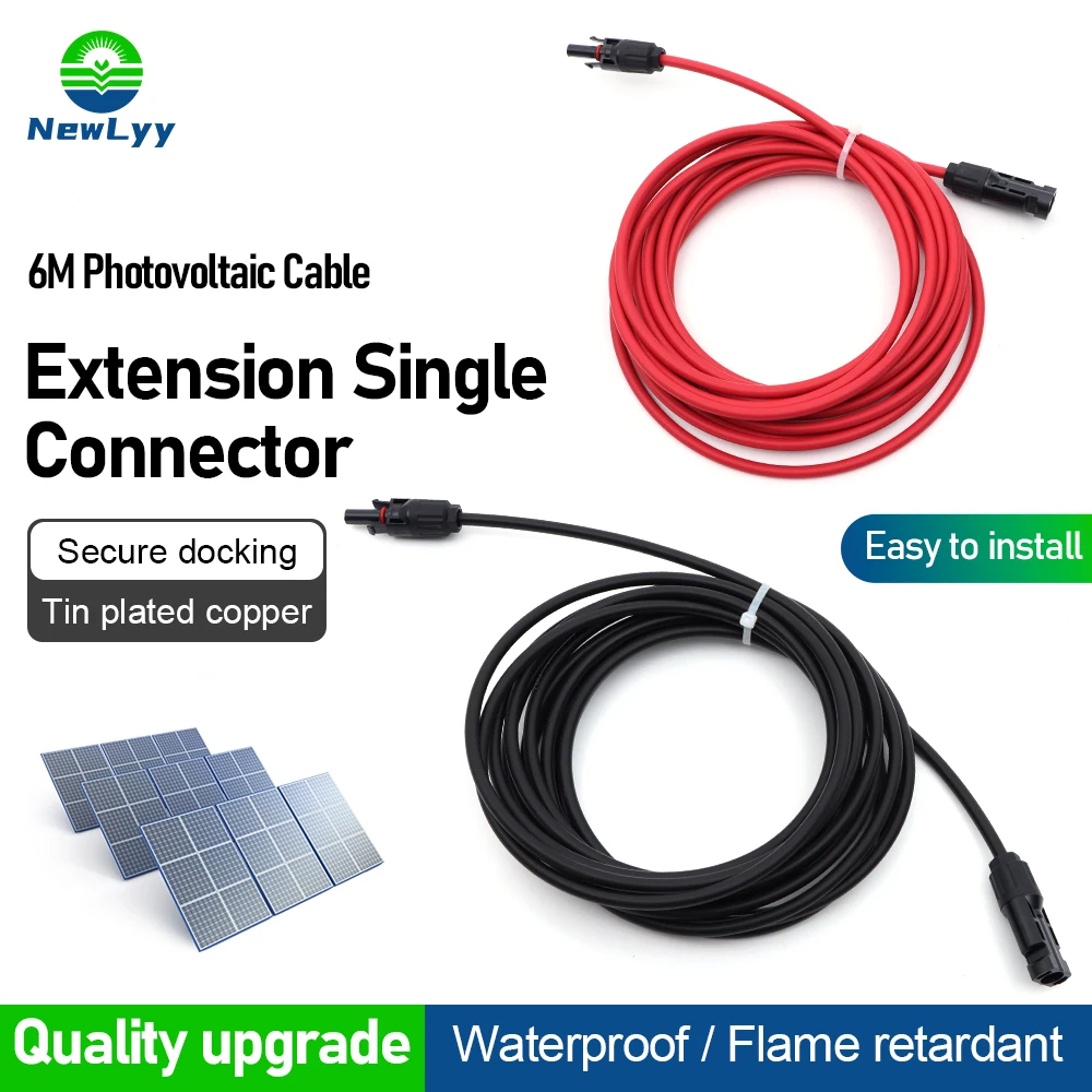 Solar Panel Photovoltaic Cable 1000v 1500V Dc Red Black Connector Solar ...