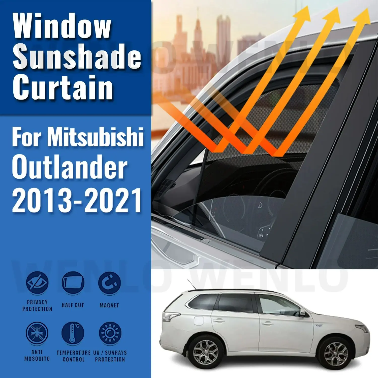 For Mitsubishi Outlander ES 2013-2021 Magnetic Car Sunshade Front Rear ...