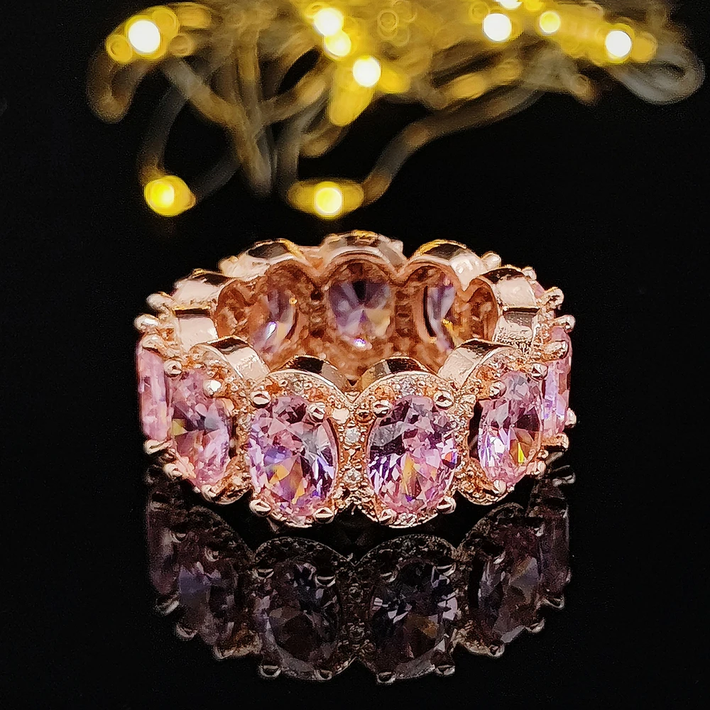 New-Products-Rose-Gold-Pink-Color-Aesthetic-Wedding-Band-Ring-Eternity ...