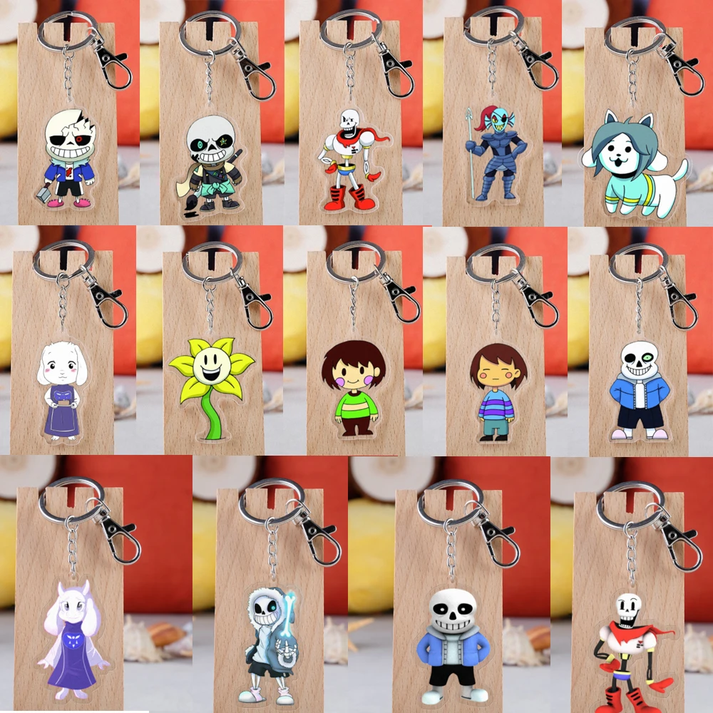 Wholesale-20Pcs-Game-Undertale-Acrylic-Keychain-Sans-Papyrus-Frisk ...