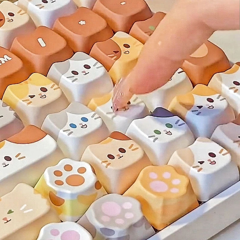 Cute-Cat-Dog-Keycaps-Cat-Head-MAO-Profile-PBT-Key-Cap-Dye-Sublimation ...