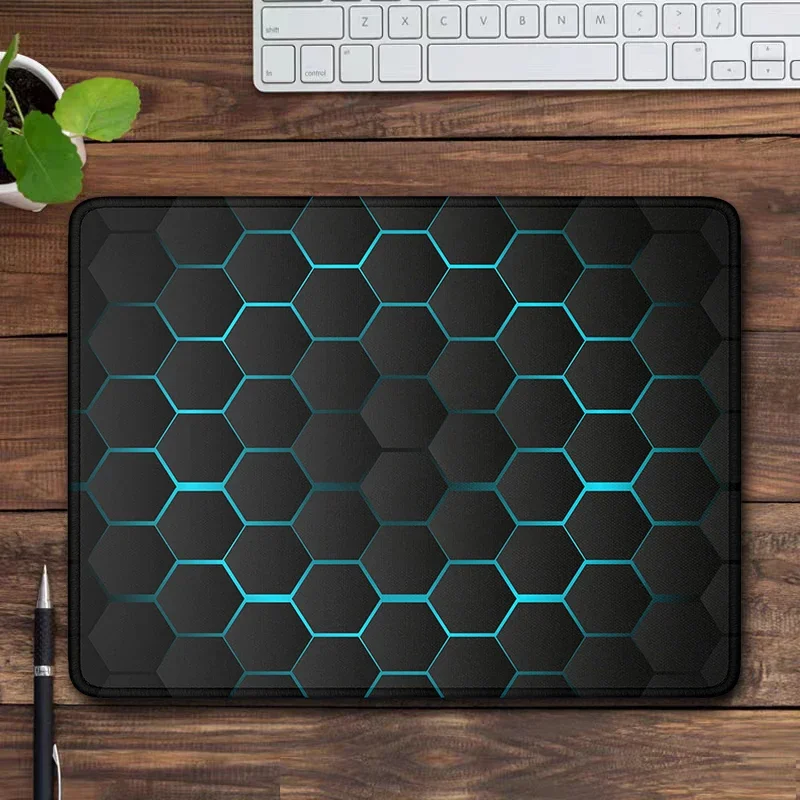 Abstract-black-hexagon-pattern-Mouse-Pad-Small-Blue-Mousepad-Gaming ...