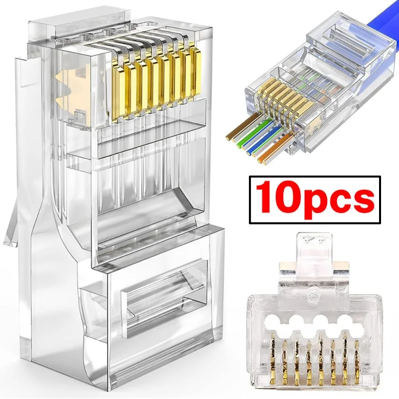 1-10Pcs-RJ45-Ethernet-Cables-Module-Plug-Network-Connector-RJ-45 ...