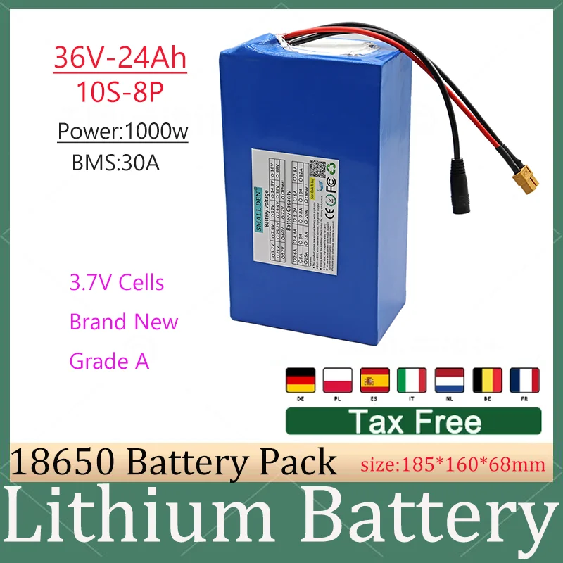 36v-24Ah-18650-lithium-triangle-battery-BMS-10S-li-ion-for-1000W ...