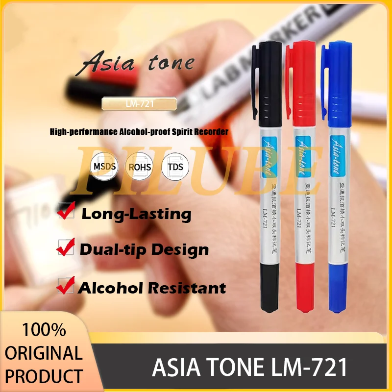 ASIA TONE LM-721 Alcohol-Resistant Marker Pen Dual Tip for High ...
