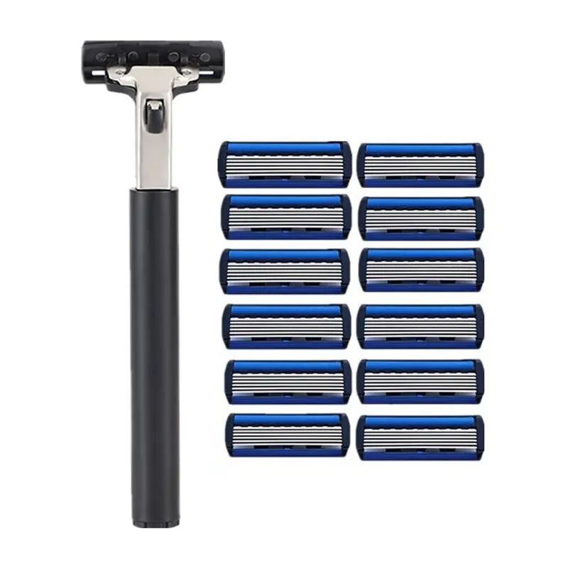 12-Blade-Manual-Razor-For-Men-Six-Layer-Replaceable-Heads-Old-Style ...