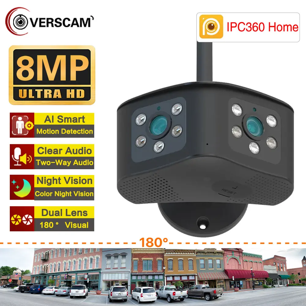 4K-8MP-Outdoor-180-Ultra-Wide-View-Angle-Panoramic-WIFI-Camera-Dual ...
