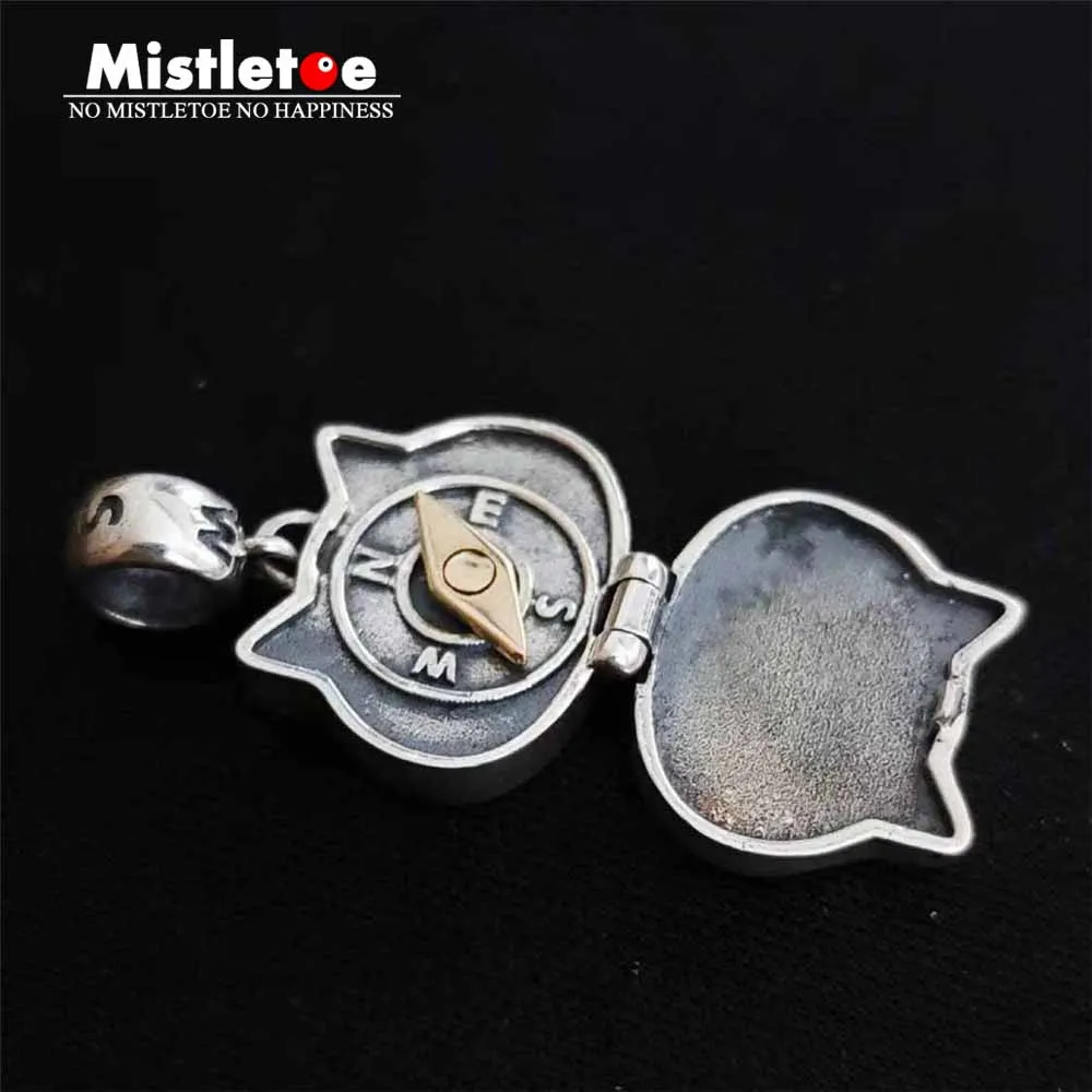 CATBYBEADS Mistletoe 925 Sterling Silver Cartoon Cat Compass Dangle ...