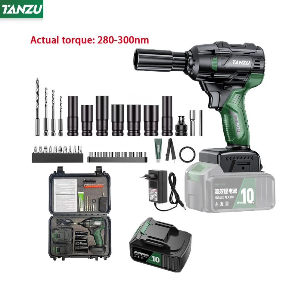 Brushless-Cordless-Electric-Impact-Wrench-300N-m-Torque-21V-Household ...