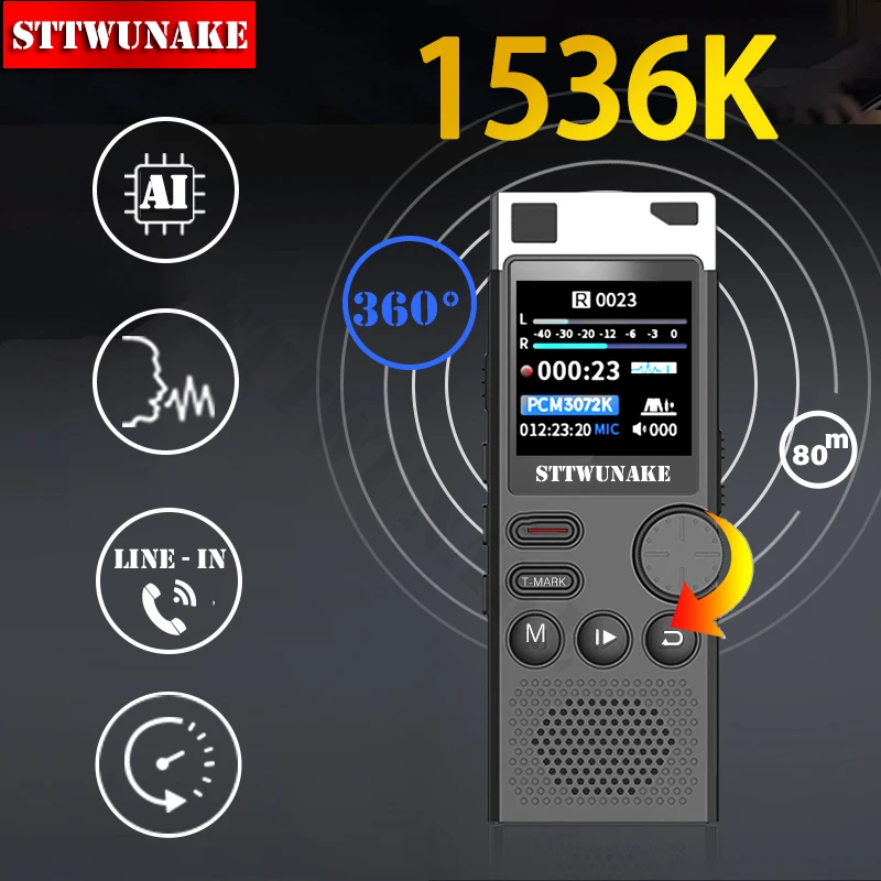 STTWUNAKE-Dual-core-AI-Noise-Reduction-Digital-Voice-Activated-Recorder ...