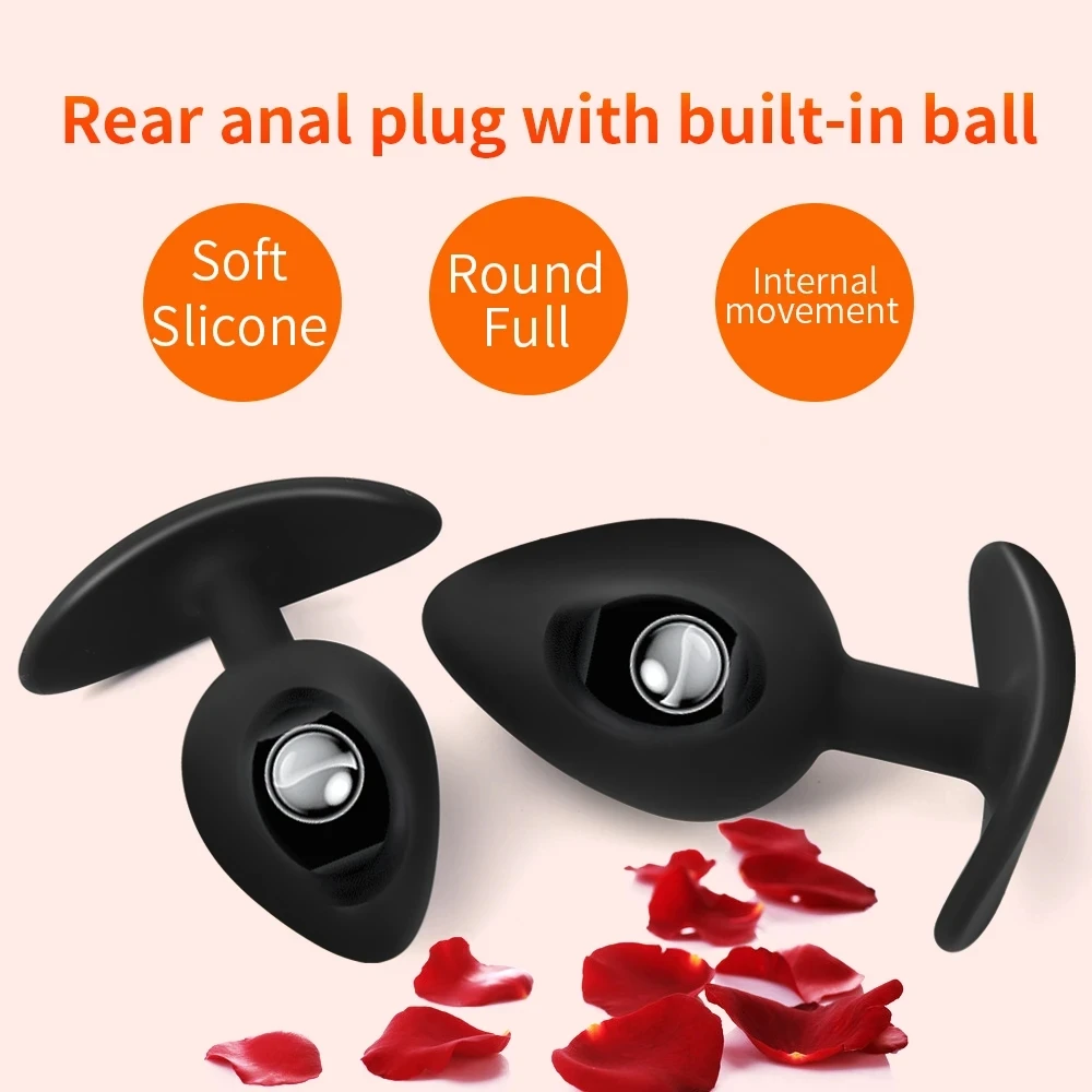 Silicone Vagina Anus Dilator Anal Beads Butt Plug with Metal Ball Adult Product Sex Toy for Men ...