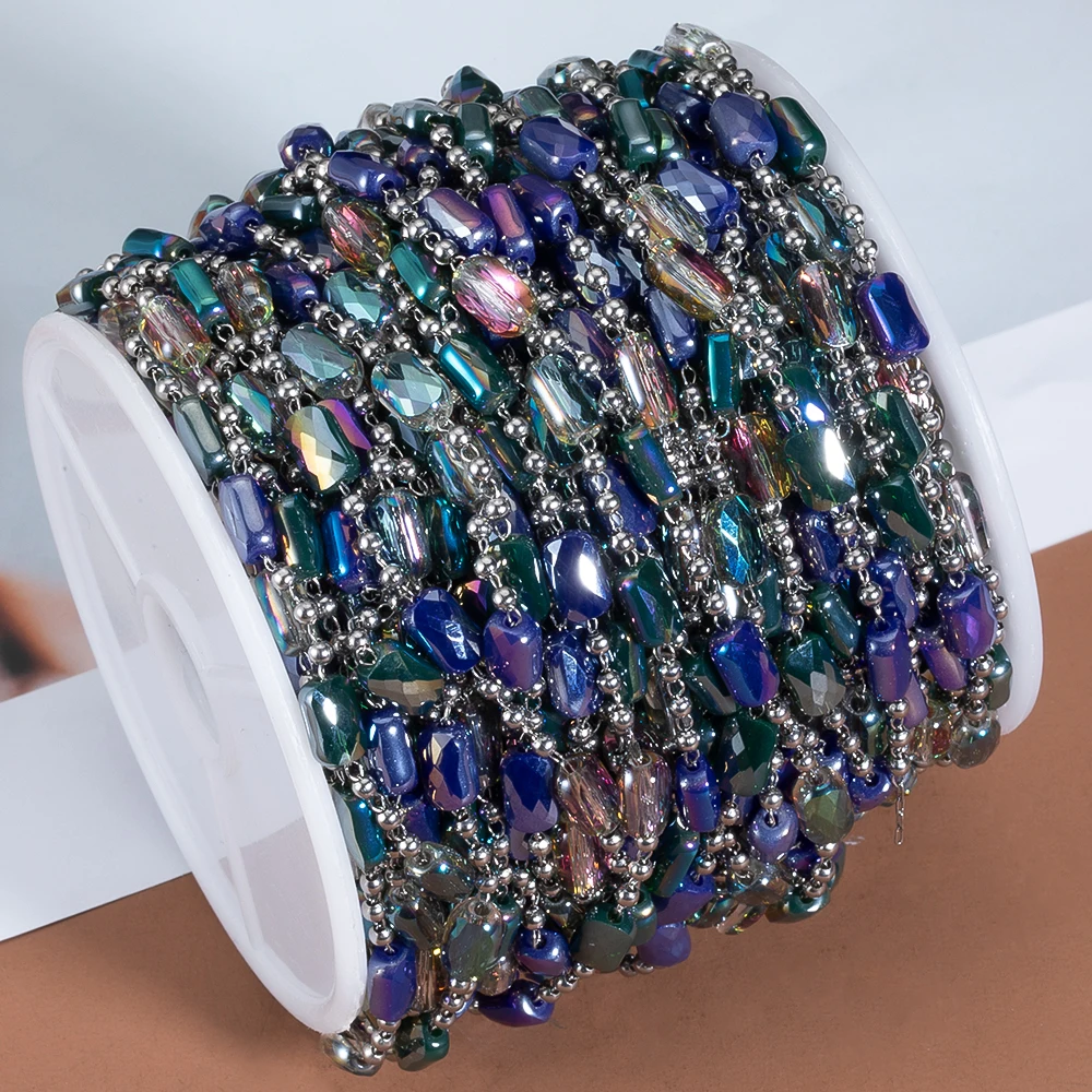 1-Meter-Blue-color-crystal-bead-chain-main-material-stainless-steel ...