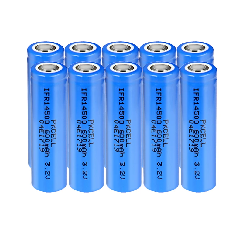 10pcs Pkcell Ifr 14500 3.2v Ifr14500 Li-ion Battery 600mah Lifepo4 Aa ...