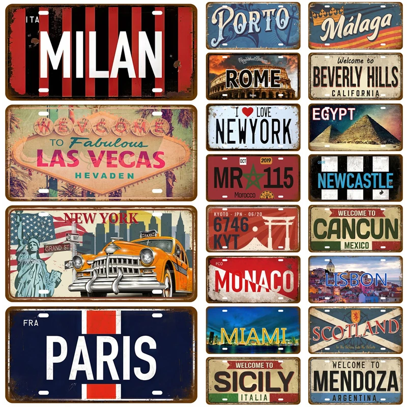 Famous-City-Art-Plate-Poster-Metal-Sign-Vintage-Home-Decor-Retro-Metal ...