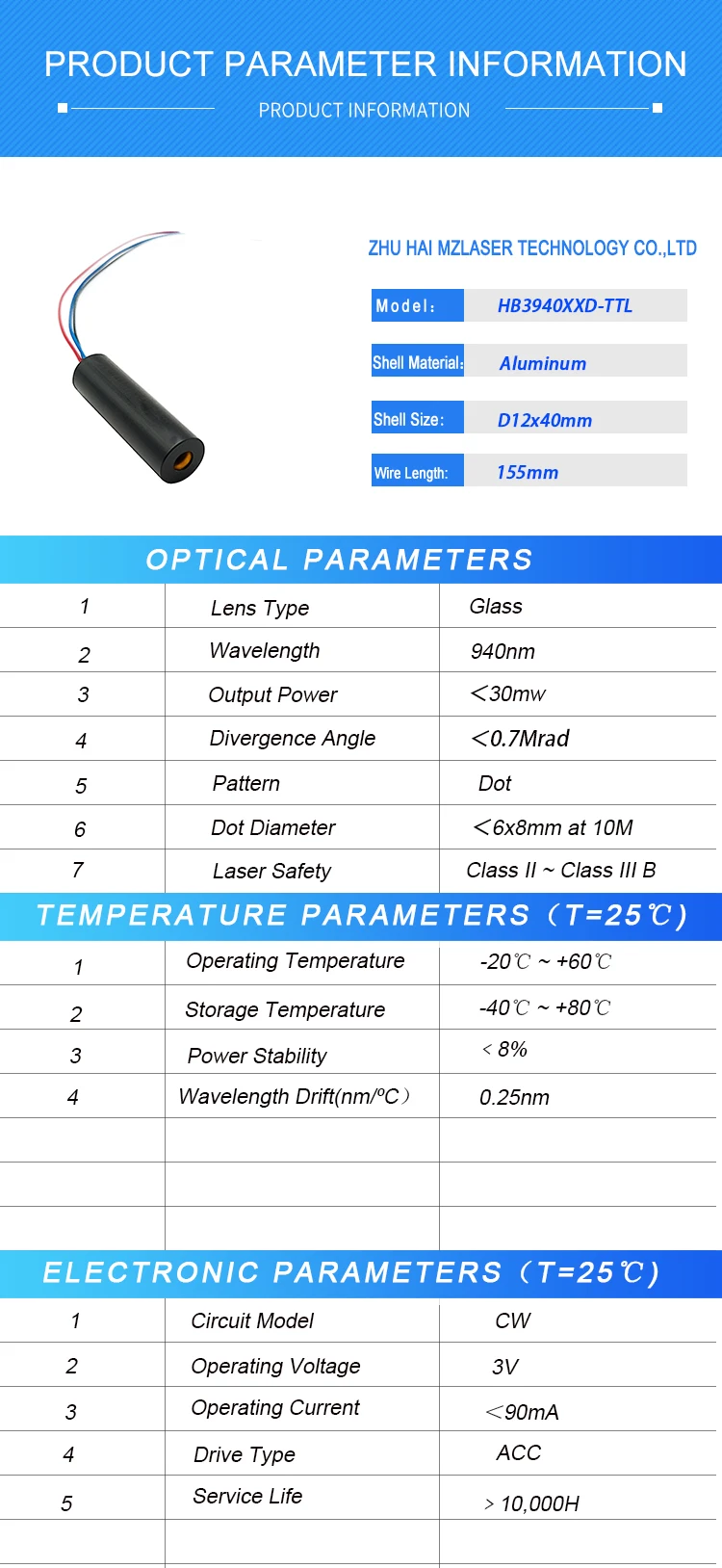 Инфракрасный лазерный диодный модуль TTL PWM 940нм | AliExpress