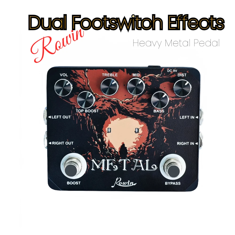 Rowin-Dual-Footswitch-Ultimate-Heavy-Metal-Effects-Pedal-Muff-Top-Boost ...