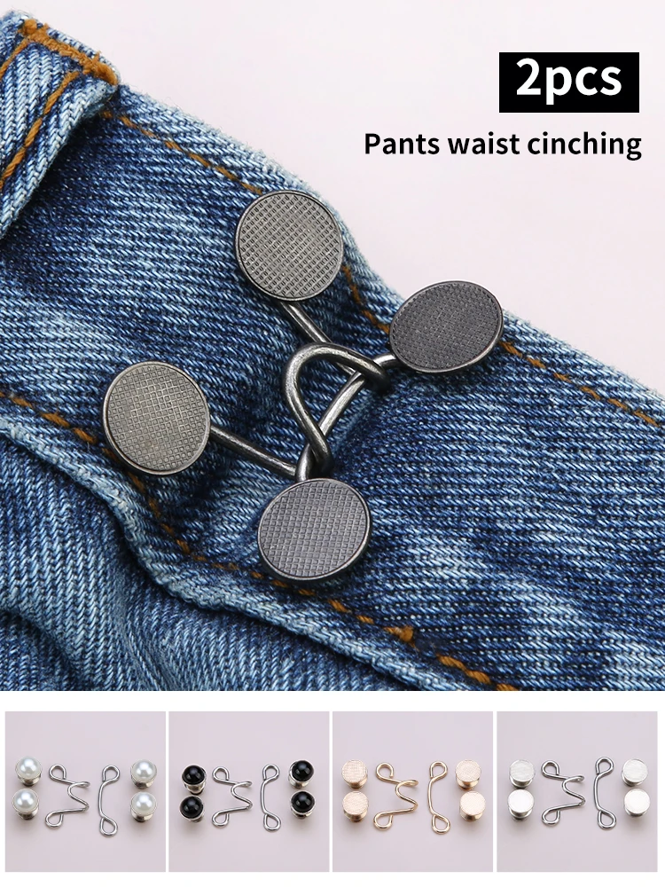 2pcs-Sets-Metal-Jeans-Waist-Buckle-Adjustable-Nail-free-Snaps-Fastener ...