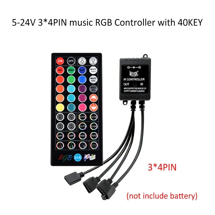 Music-RGB-Controller-DC-12V-20-23-40keys-IR-Remote-Control-Built-In-MIC ...