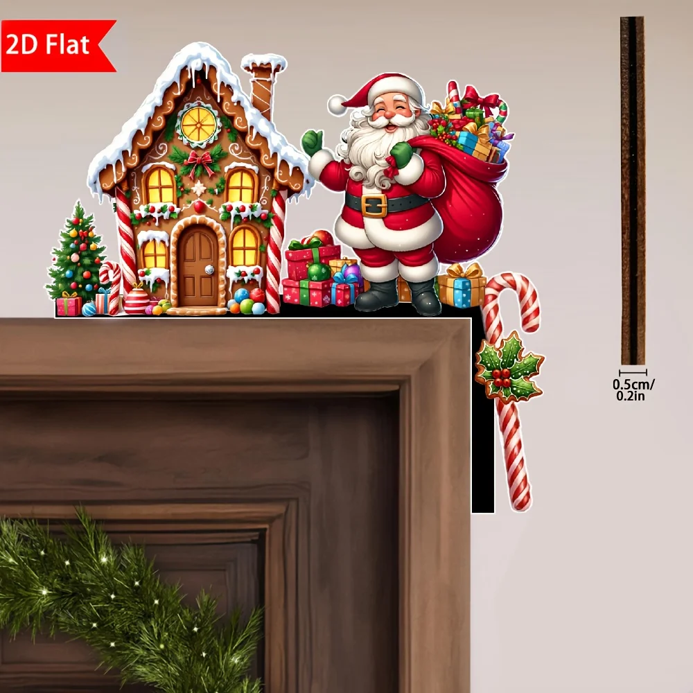 1 stücke 2D Weihnachten Ecke Zeichen Lebkuchen Haus Santa Claus Rahmen ...