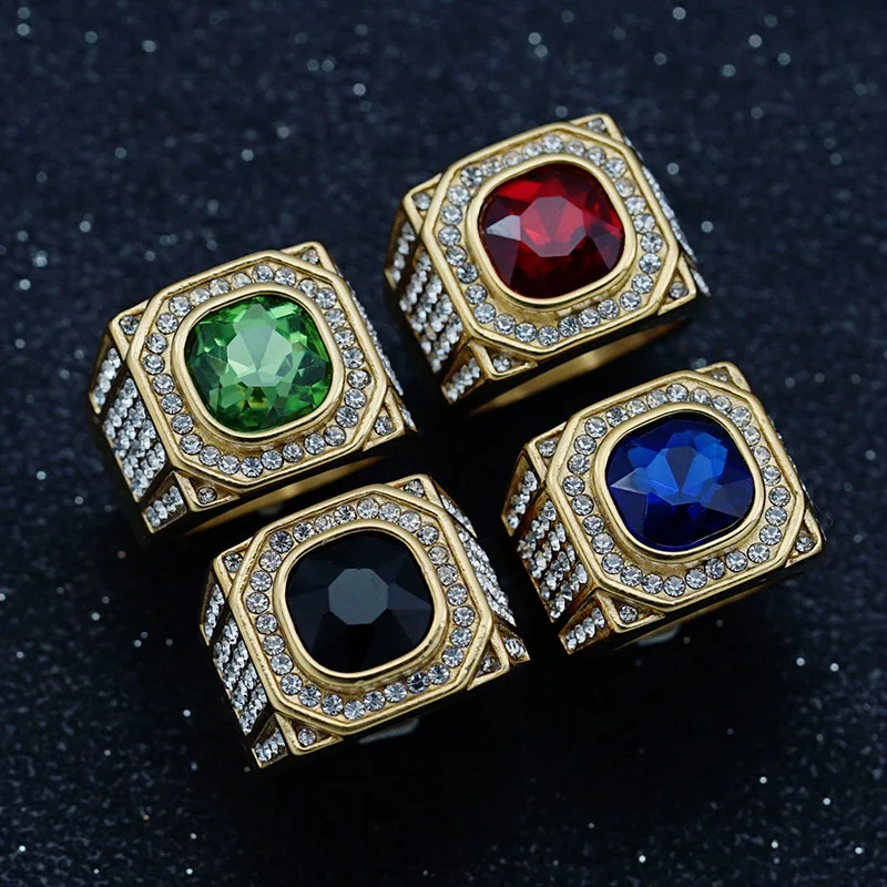 Hip-Hop-Bling-Iced-Out-Stainless-Steel-Geometric-Square-Rings-for-Men ...
