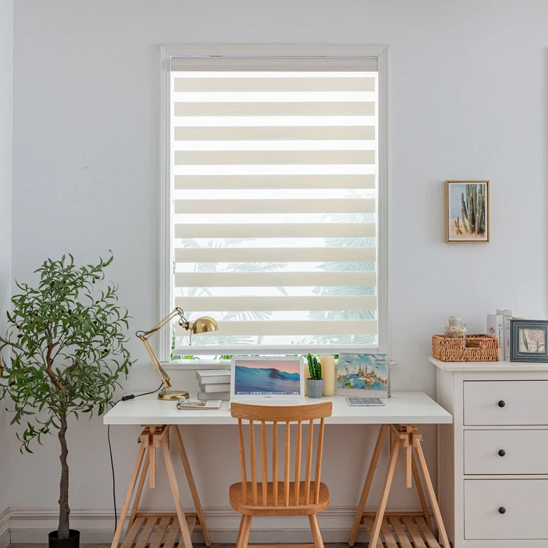 Cordless Beige Zebra Blinds Window Shade Spring Shutter Day And Night Roller Blinds Window ...