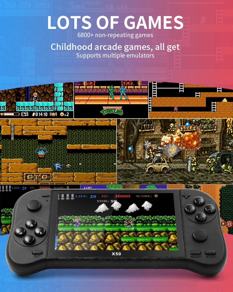 8G 128G 40000 Games - Max bleu - Console de jeu audio portable X50 MAX, console de jeu pour PS1 ...