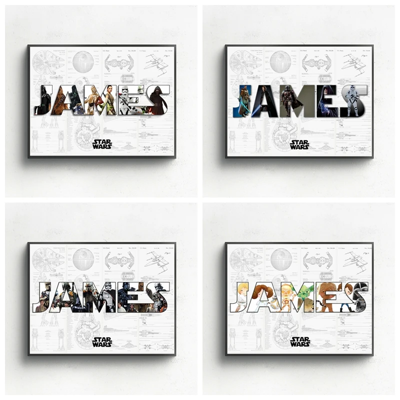 Personalized-Star-Wars-Name-Word-Art-Print-Mandalorian-Darth-Vader ...