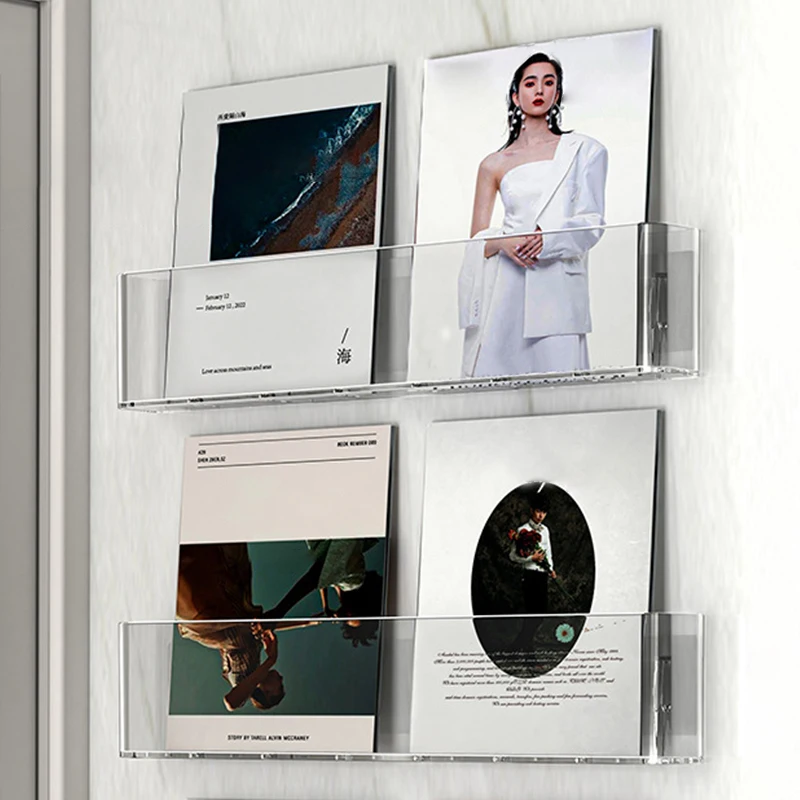 Acrylic-Wall-Magazine-Dispaly-Rack-Transparent-Picture-Book-Display ...