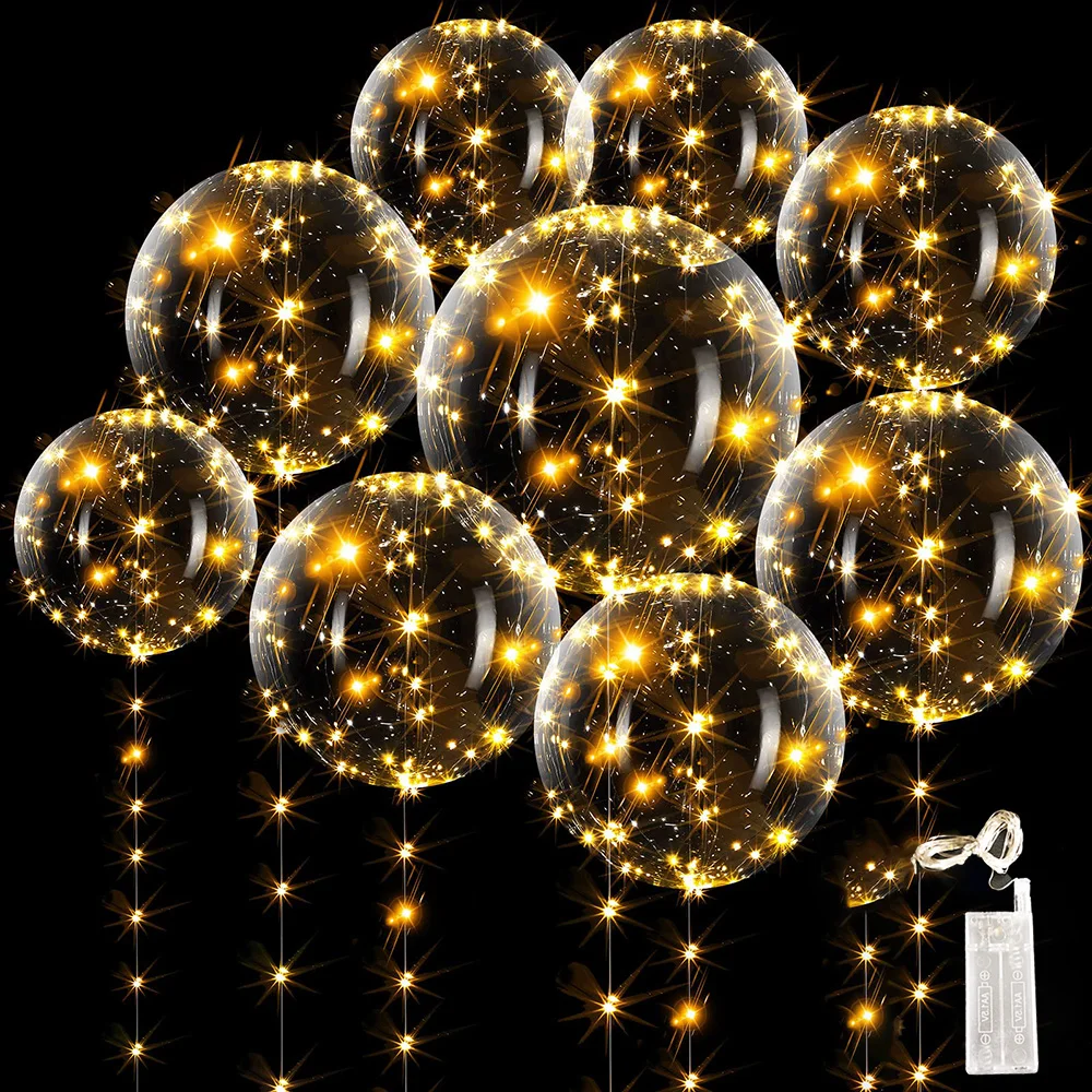 3Pcs/lot LED Light Up Bobo Baloons 20 Inch Clear Balloons Helium Glow ...