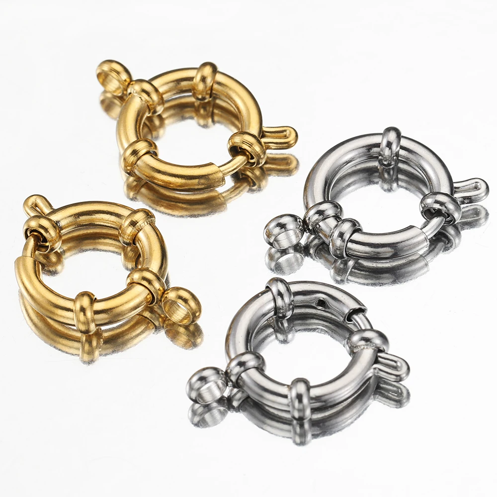 4pcs Stainless Steel Round Spring Clasps Hooks Sailor Clasp Connector for DIY Jewelry Making ...