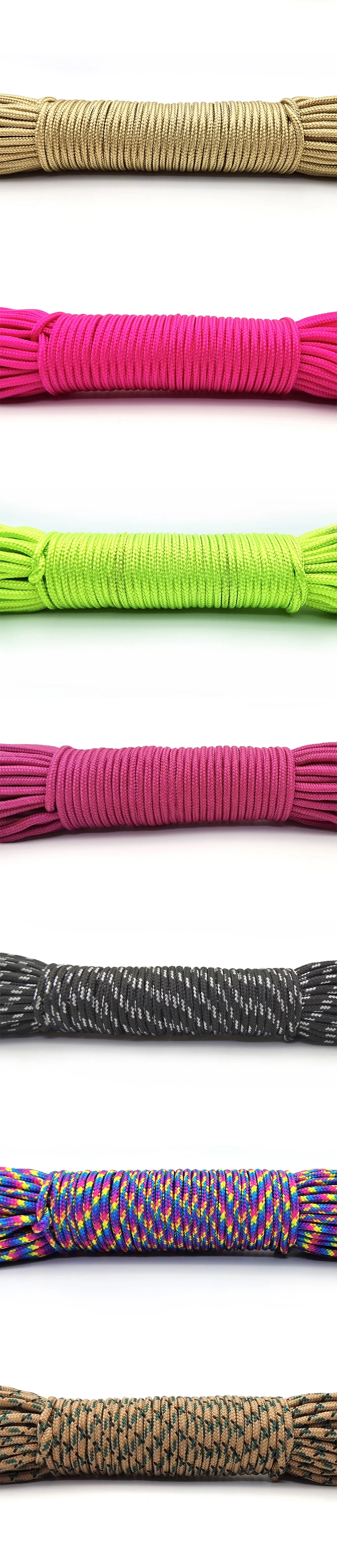 PARACORDE,7-8m--Corde paracorde solide de 3mm, cordon Type Mil Spec, 1 ...