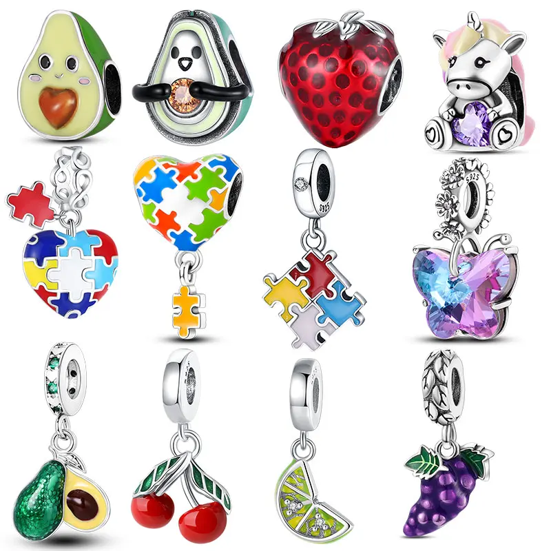 Abalorios-de-plata-925-para-pulsera-Pandora-abalorios-coloridos-con ...