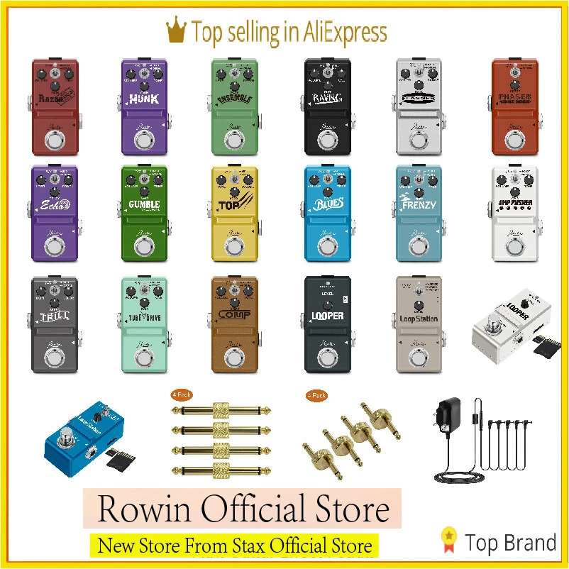 Rowin Mini Guitar Pedals Nano Size Dist OverDrive Fuzz Chorus Flanger ...