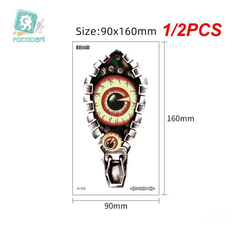 1-2PCS-Waterproof-Sticker-Non-toxic-Terror-Tattoo-Sticker-Portable-Anti ...