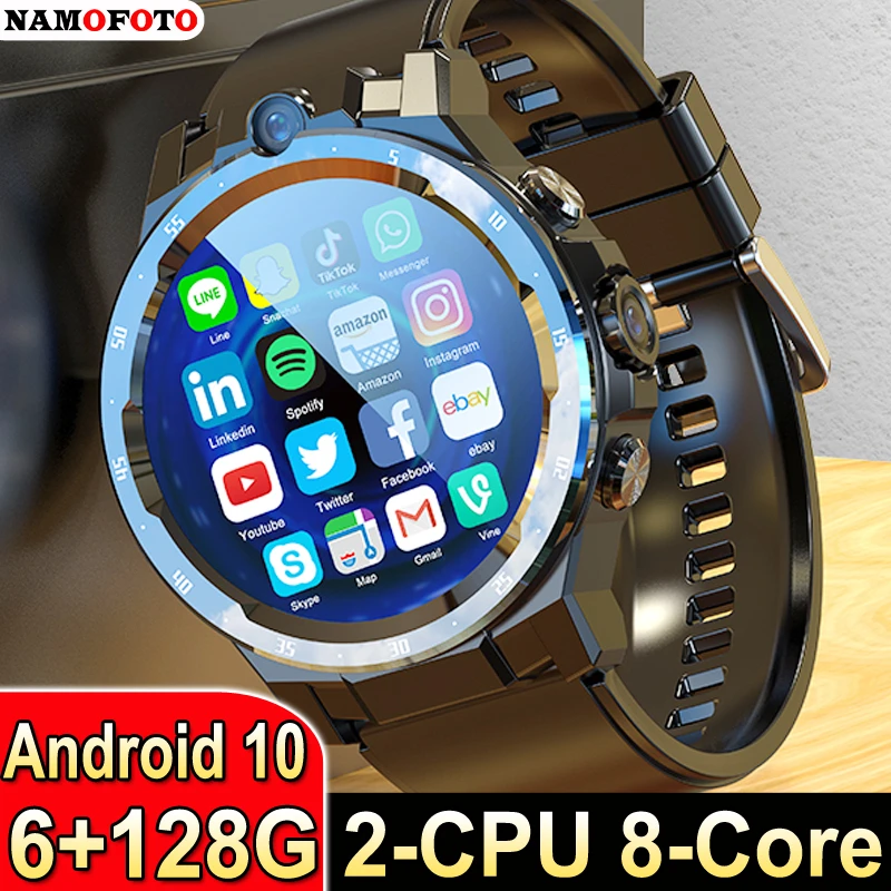 Namofoto 6gb 128gb relógio inteligente 4g lte gps 1.43 Polegada 8 ...
