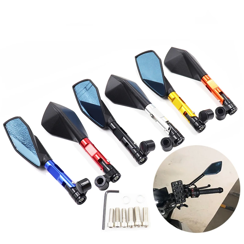 Bar-End-Mirrors-Universal-Motorcycle-Rear-View-Mirror-Side-Mirrors-Blue ...