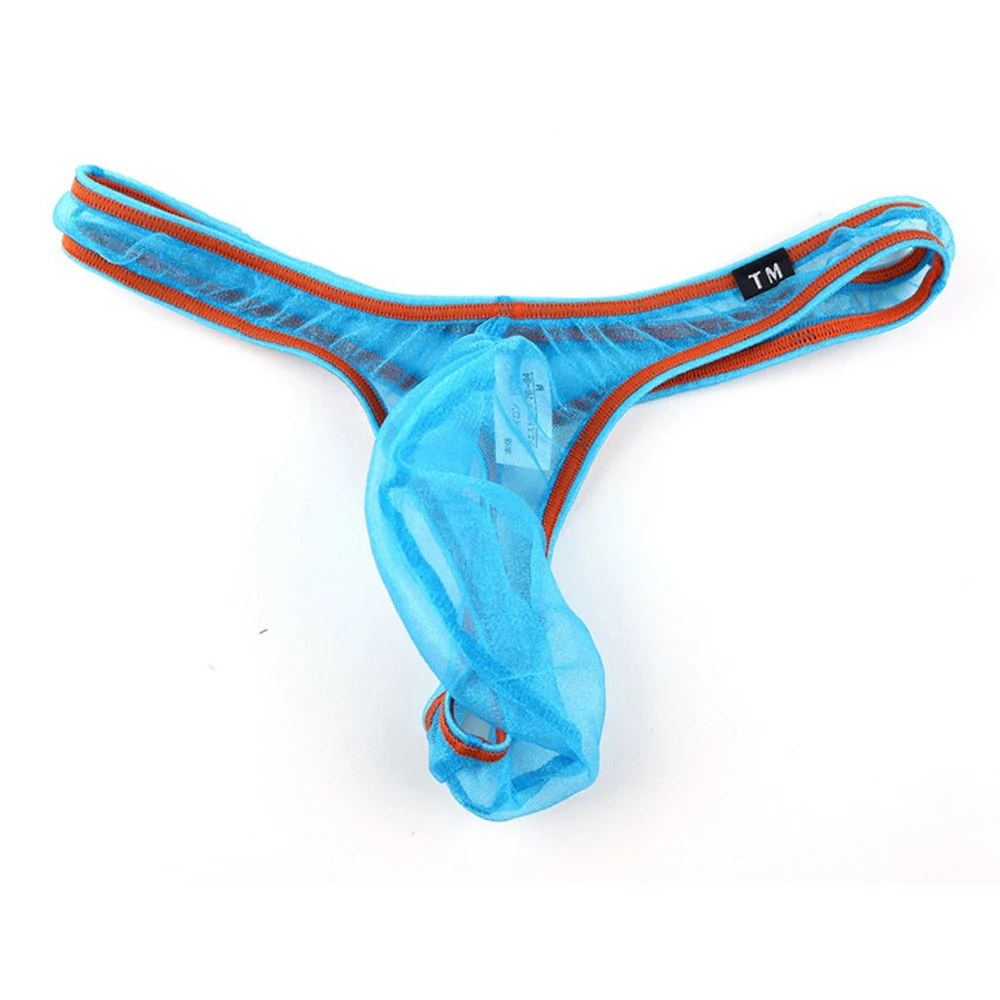 Men Thin Ice Silk Mesh Thong Low Waist Sheer Stretch Bikini Briefs Bulge Pouch Underwear Softjpeg