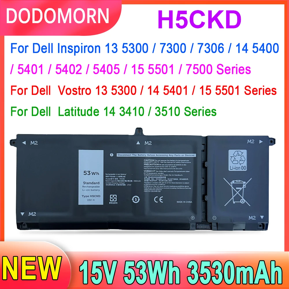 DODOMORN H5CKD Laptop Battery For Dell Latitude 3410 3510 Inspiron 5300 ...