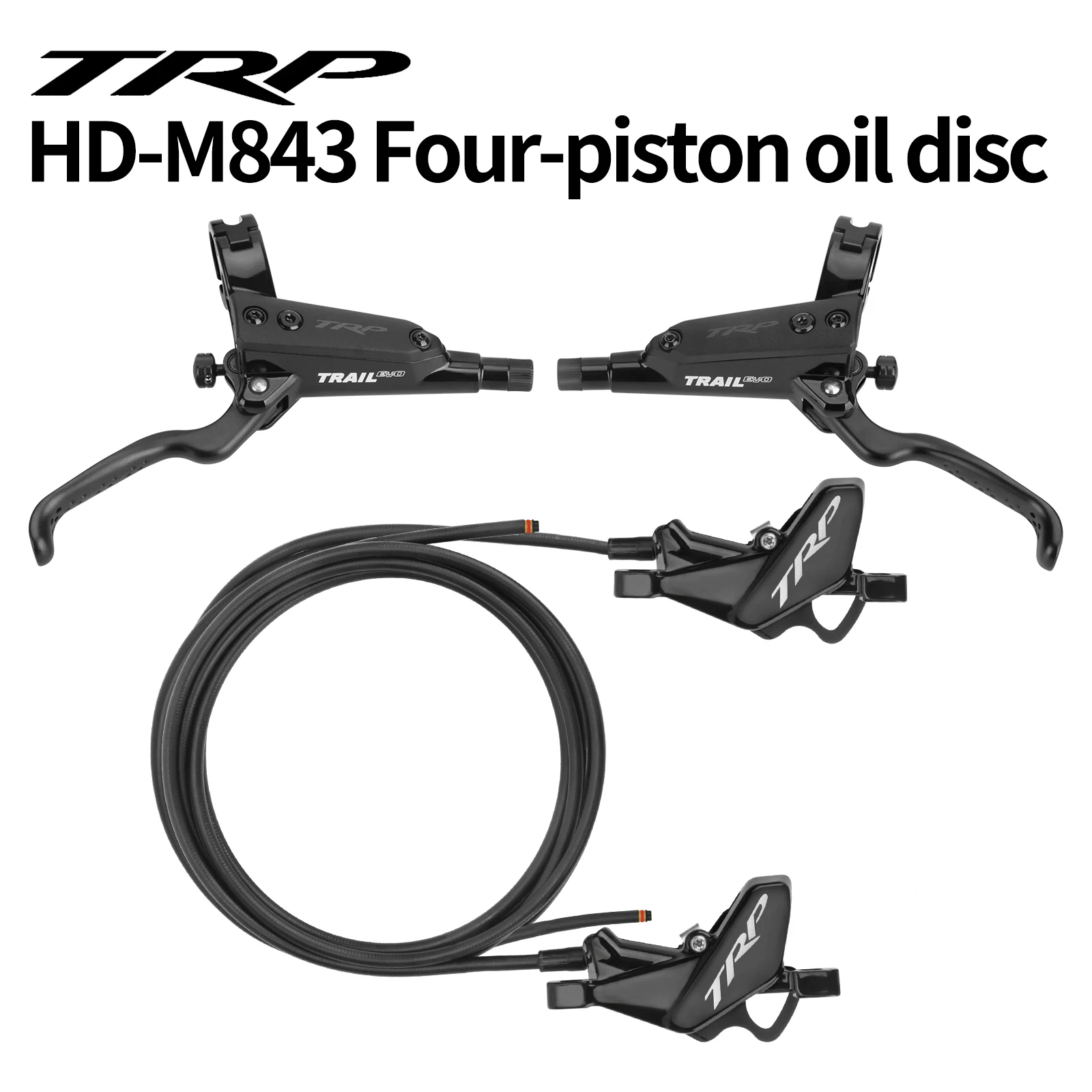 TRP TRAIL EVO HD-M843 4 Piston Hydraulic Disc Brake Set Front Rear ...