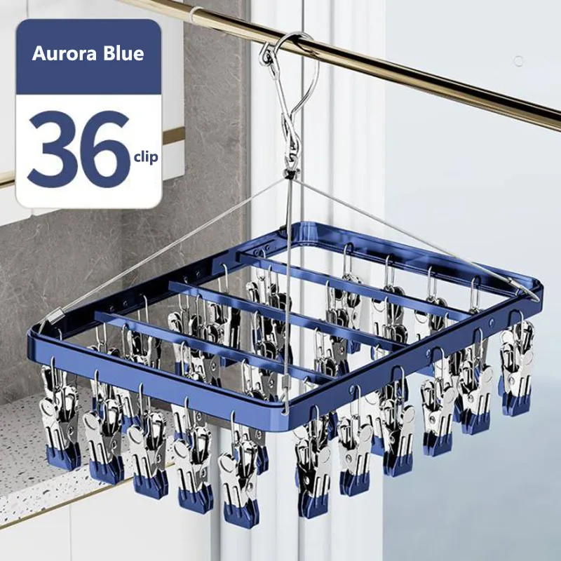 Light-Luxury-36-clips-Aluminum-Alloy-Socks-Rack-Towel-Socks-Hanger ...