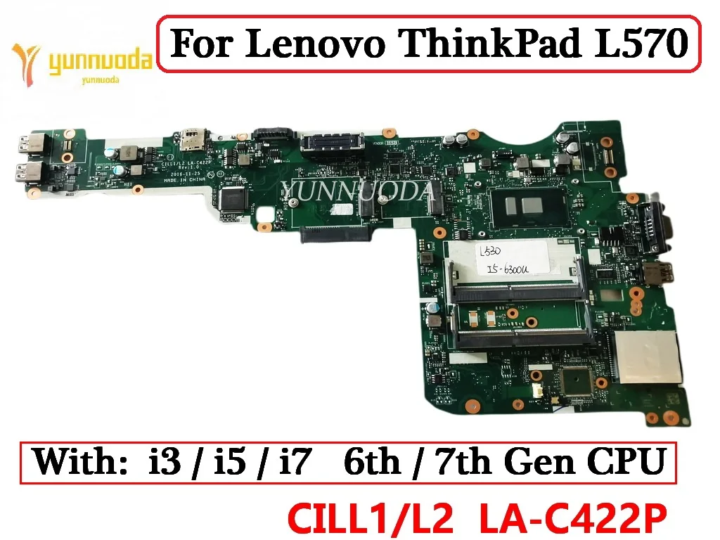 ต้นฉบับสำหรับ Lenovo Thinkpad L570แล็ปท็อปเมนบอร์ด I3 I5 I7 6th 7th Gen ...