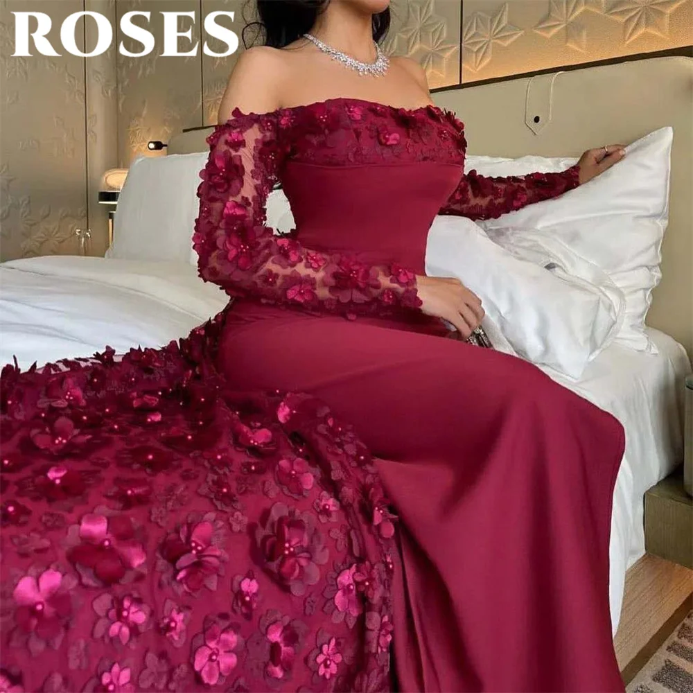 ROSES Burgundy Sweetheart Prom Dress Trumpet Celebrity Dress Off ...