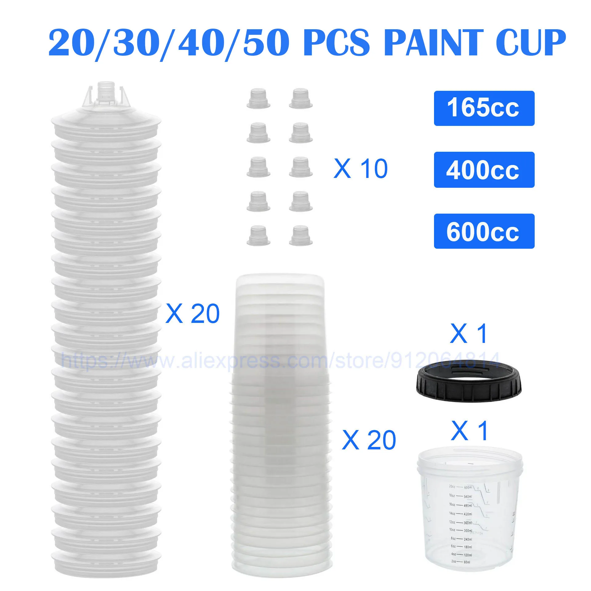 10-20-30-50-PCS-Paint-Adapter-Spray-Gun-Paint-Mixing-Cup-No-Clean-Spray ...