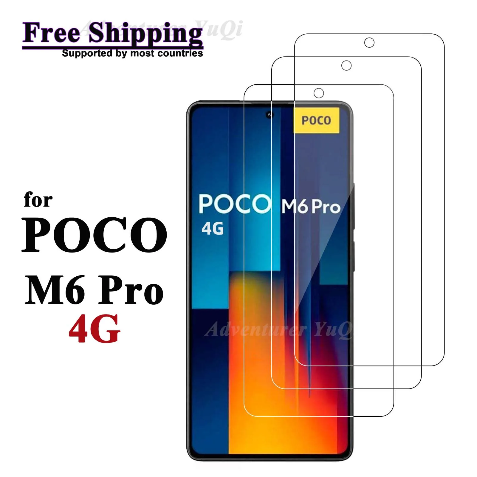 Screen Protector For Xiaomi POCO M6 Pro 4G, Tempered Glass HD 9H High ...