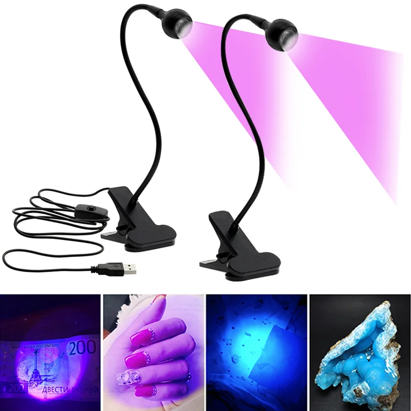 Led Ultraviolet Lights Clip-on Flexible Metal Tube Uv Lamp Usb Mini Uv Gel Curing Light Desk ...