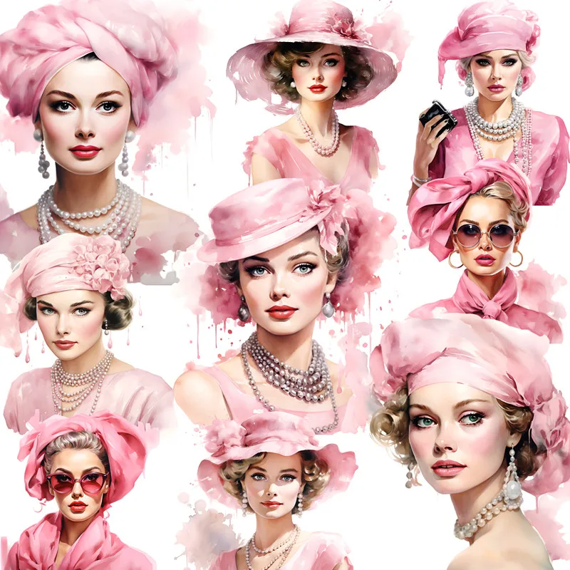 12Pcs-Pack-Retro-Pink-Girl-Sticker-DIY-Craft-Scrapbooking-Album-Junk ...