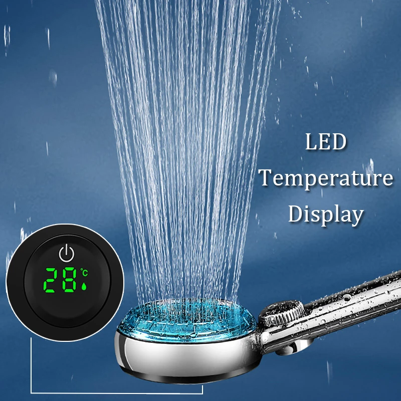 LED Shower Head Rain Intelligent Temperature Display High Pressure ...